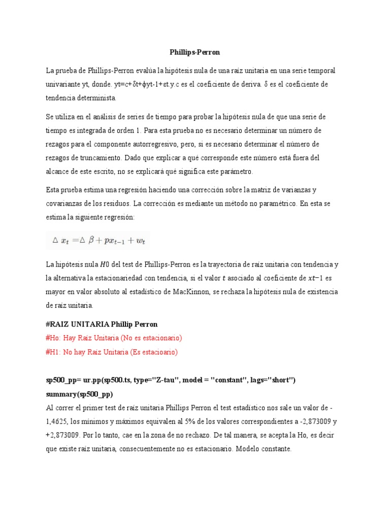 Phillips Perron | PDF