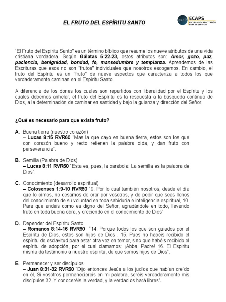 El Fruto Del Espiritu Santo - 230515 - 161431 | PDF | Fruto Del ...