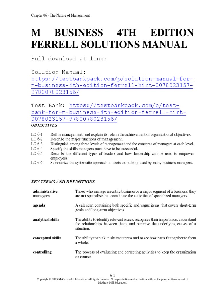 M Business 4th Edition Ferrell Solutions Manual Download | PDF