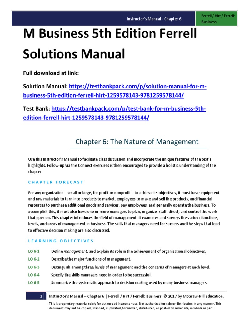 M Business 5th Edition Ferrell Solutions Manual Download | PDF