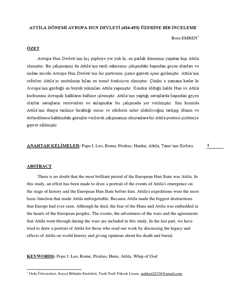 Attila Donemi Avrupa Hun Devleti Uzerine | PDF