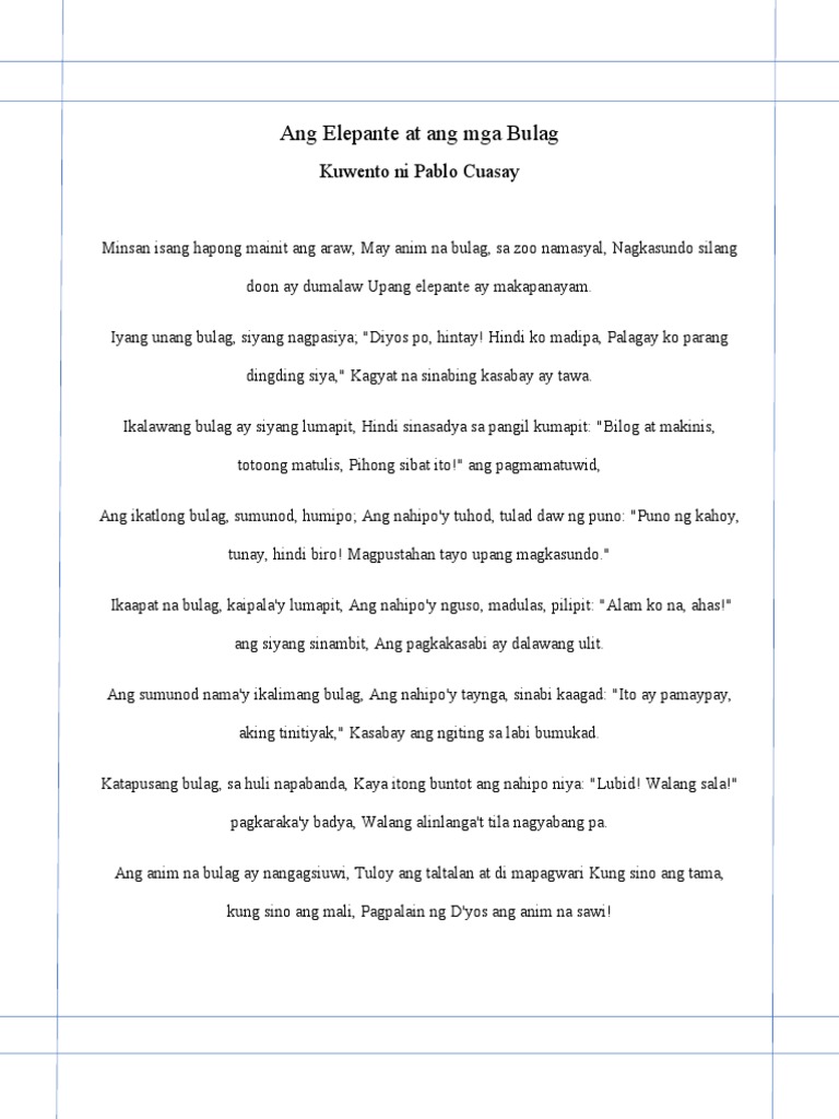 Ang Elepante at Ang Mga Bulag | PDF