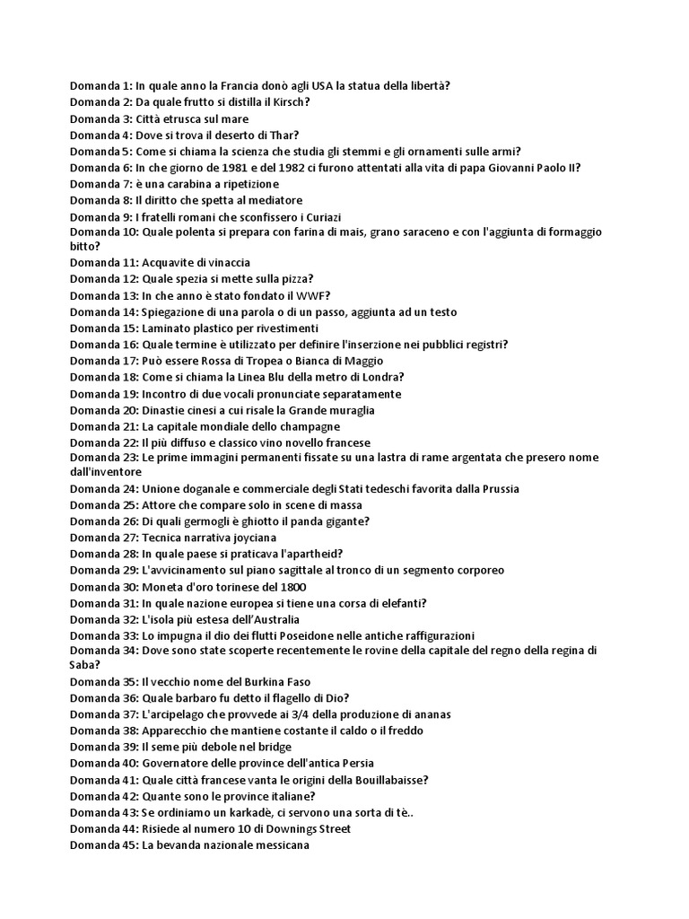 400 Domande Cultura Generale | PDF