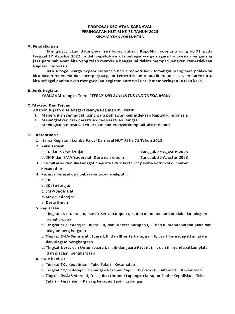 Proposal Kegiatan Karnaval | PDF