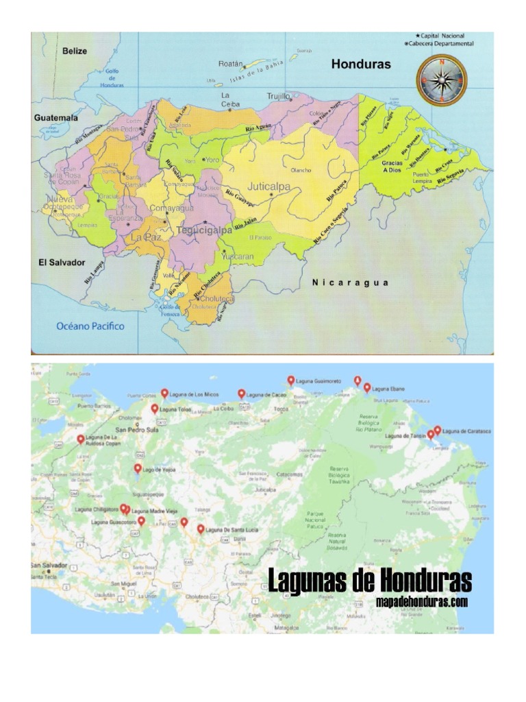 Mapas Rios Lagos Lagunas y Puertos de Honduras | PDF