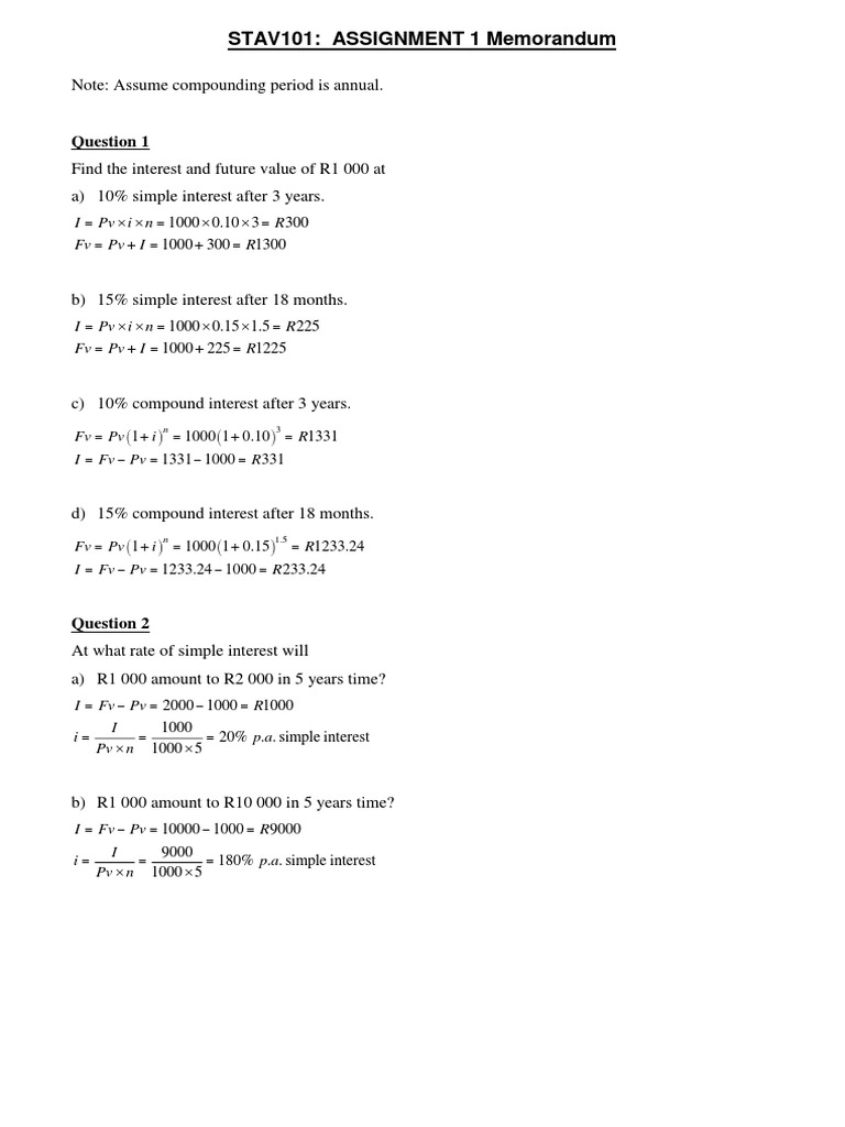 Assignment 1 Memo 2021 | PDF Assignment 1 Memo 2021 | PDF