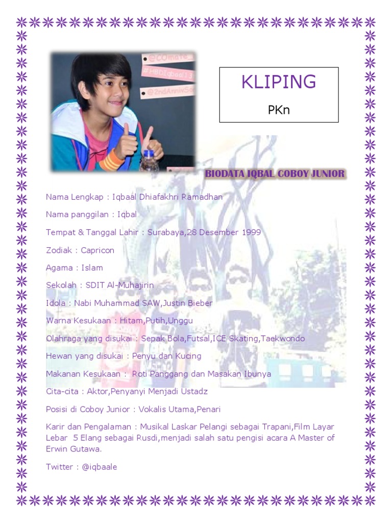 Contoh Kliping PKN Tentang Biodata Idola | PDF