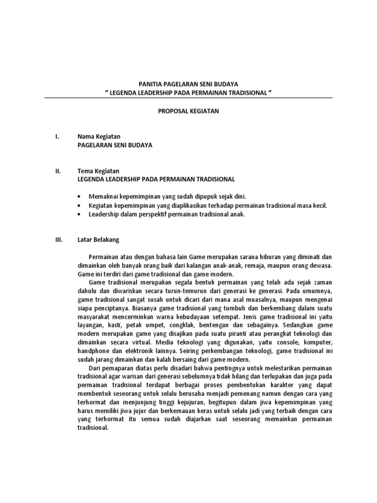 Proposal Pagelaran Seni Budaya | PDF