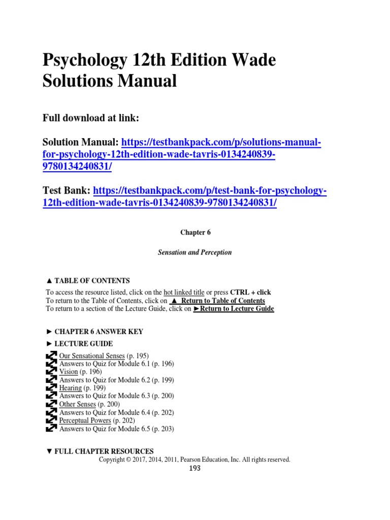 Psychology 12th Edition Wade Solutions Manual 1 Pdf