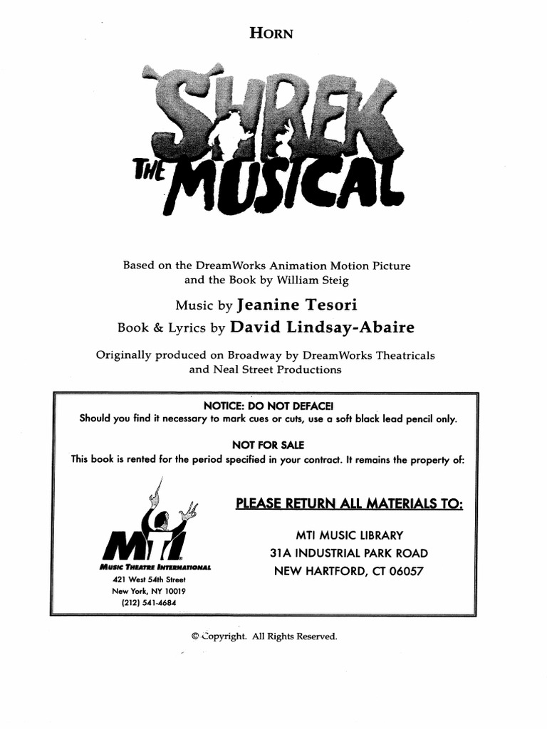 Shrek The Musical HORN | PDF