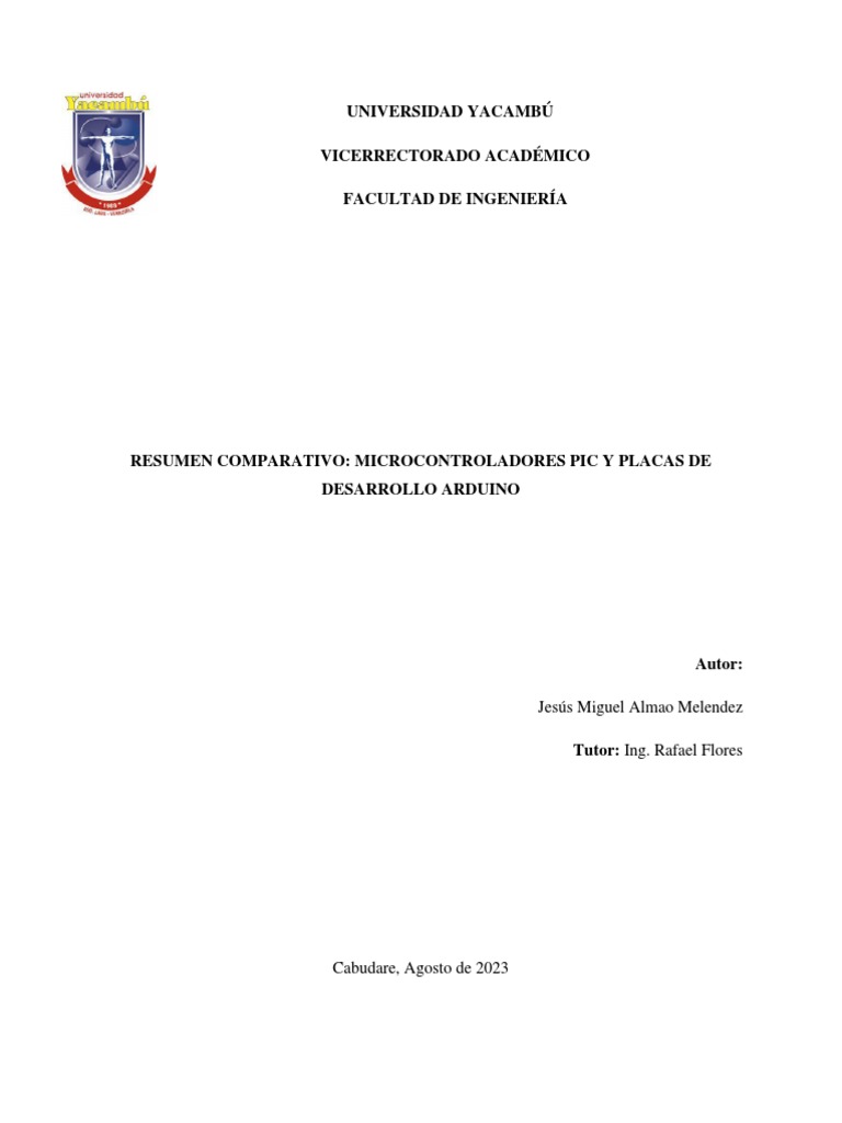 Resumen Comparativo: PIC y Arduino | PDF