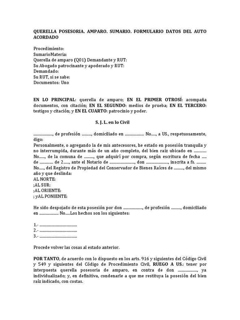 Querella posesoria | PDF