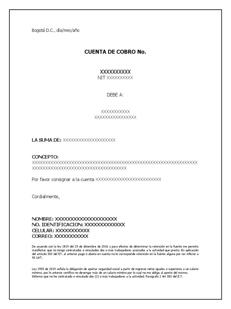 Modelo Cuenta de Cobro | PDF