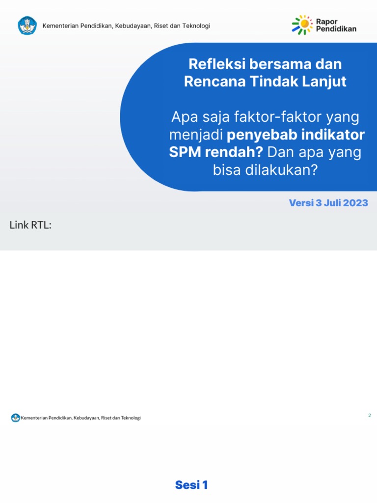 Materi 4. Refleksi Akar Masalah Dan RTL Tiap Indikator Prioritas | PDF