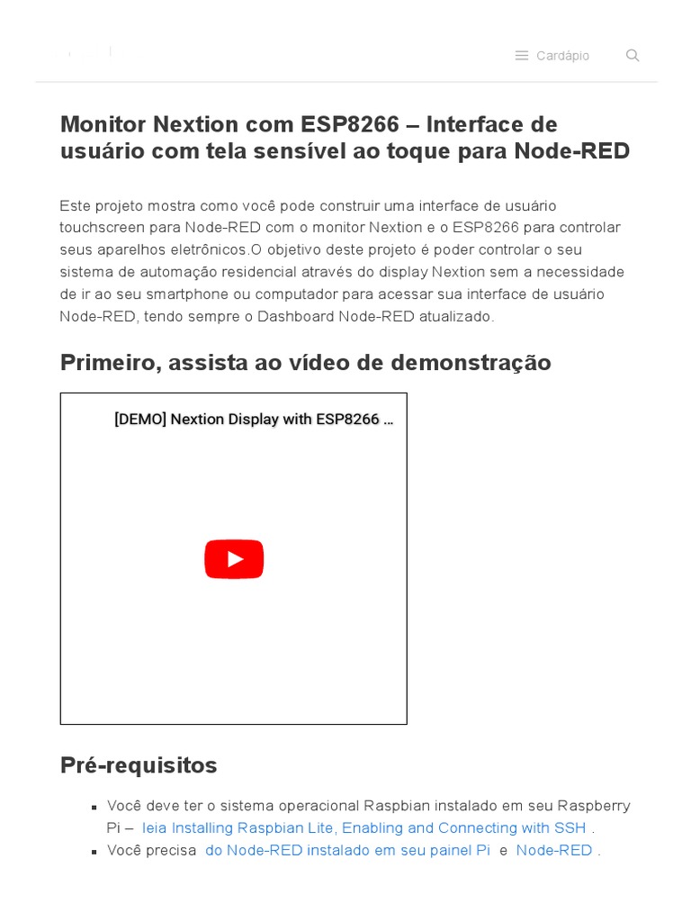 Exibição Nextion Com Esp8266 Ui Node Red Tutoriais Nerds Aleatórios Pdf