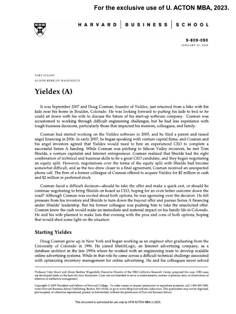 Yieldex (A) | PDF