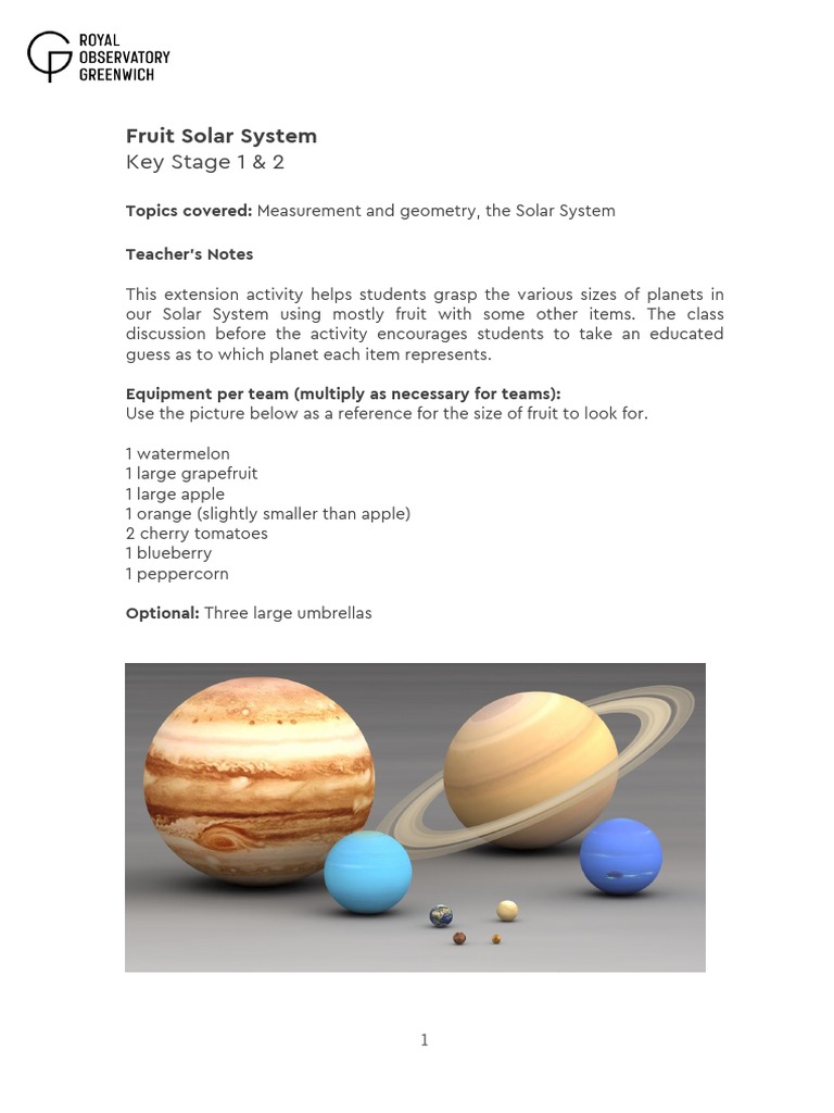 KS1 & KS2 Fruit Solar System | PDF