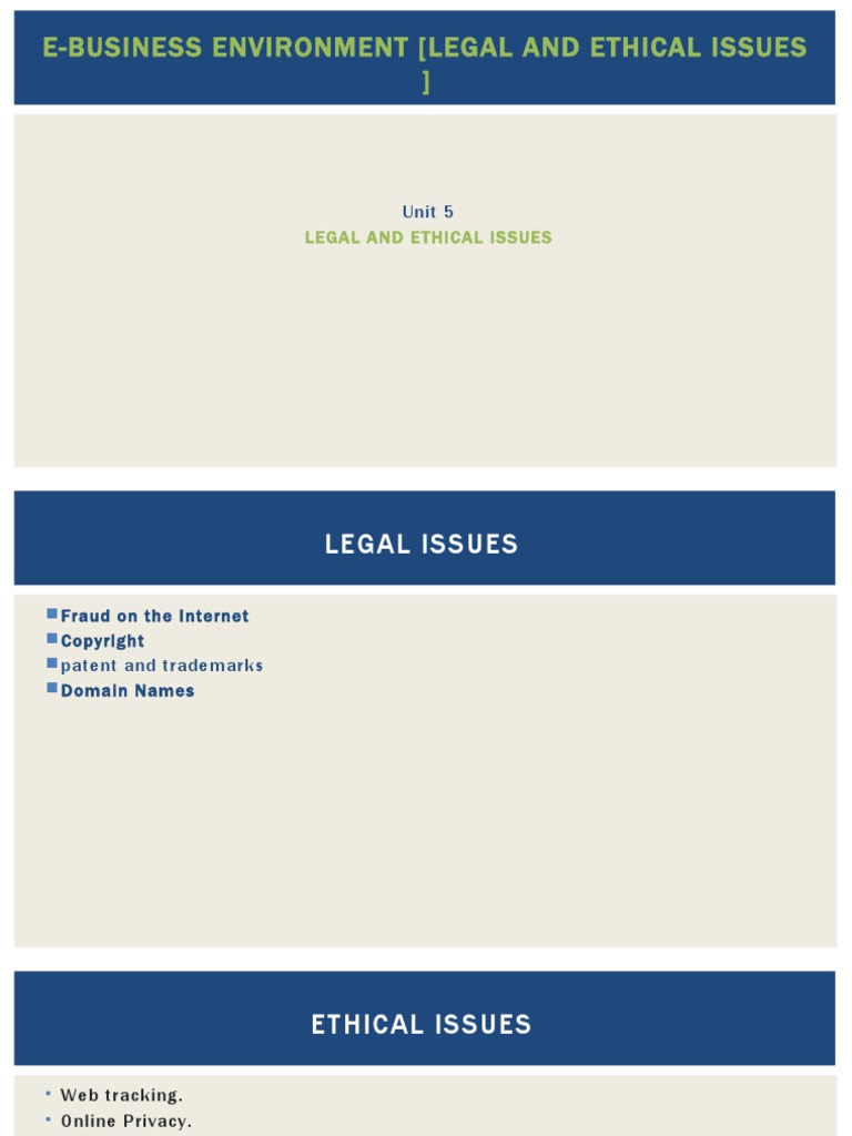 Legal and Ethical Issues in E-Business | PDF