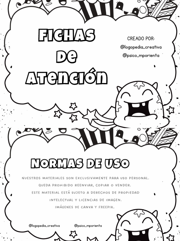Fichas de Atención para Colorear | PDF | Estudios de idiomas extranjeros