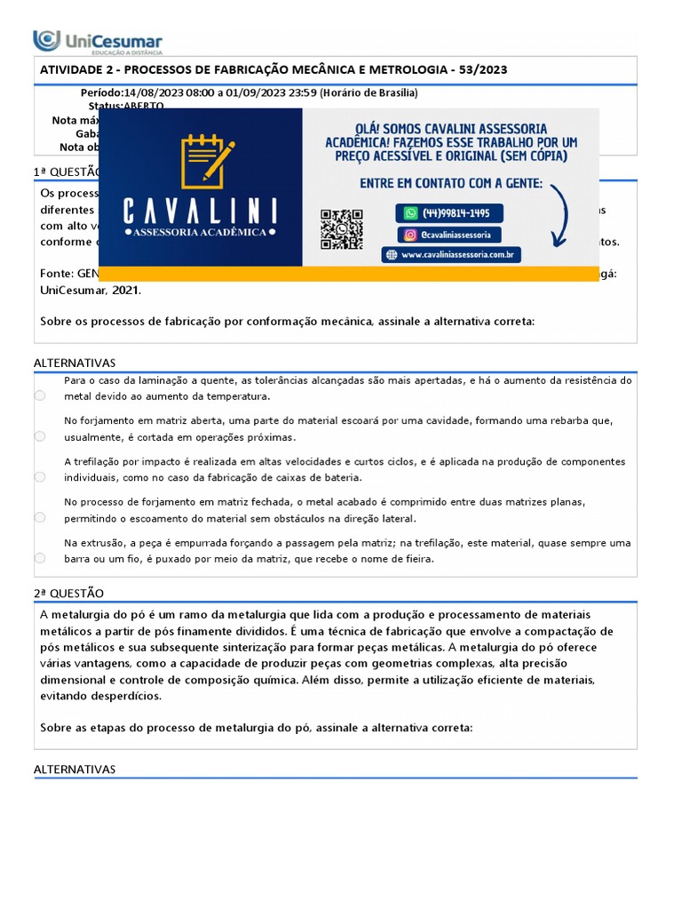 Processos de Fabricação Mecânica | PDF