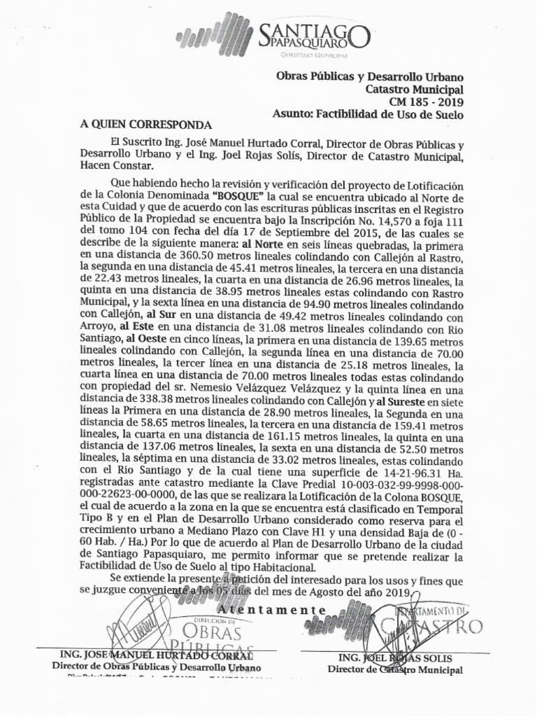 T5 Constancia de Factibilidad de Uso de Suelo | PDF T5 Constancia de Factibilidad de Uso de Suelo | PDF
