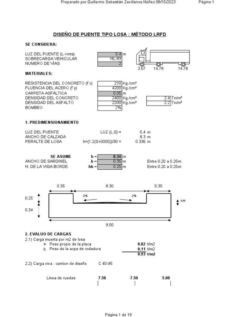 Diseno Puente Tipo Losa Metodo LRFD | PDF Diseno Puente Tipo Losa Metodo LRFD | PDF