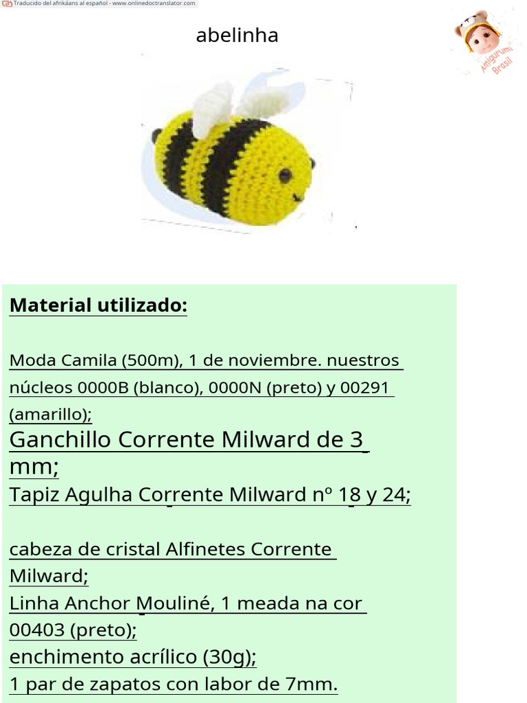 Patrón de Amigurumi: Abeja de Ganchillo | PDF