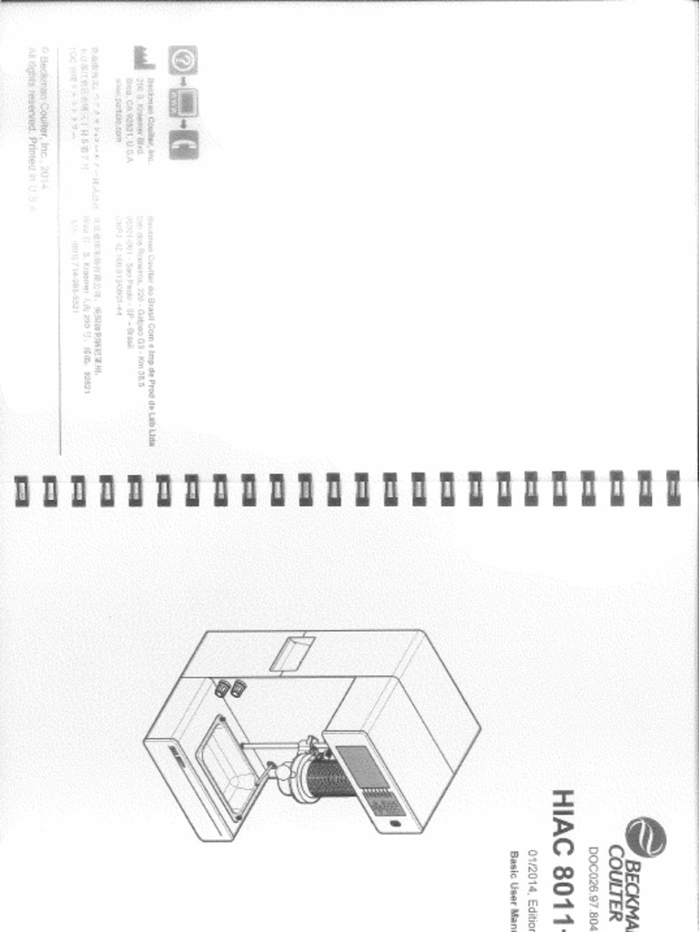 HIAC 8011+ Basic User Manual (Escaneo) | PDF