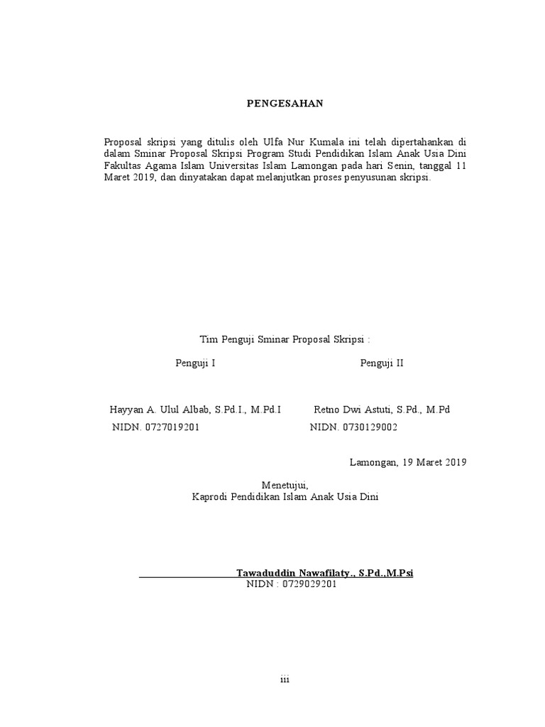 Pengesahan Proposal | PDF
