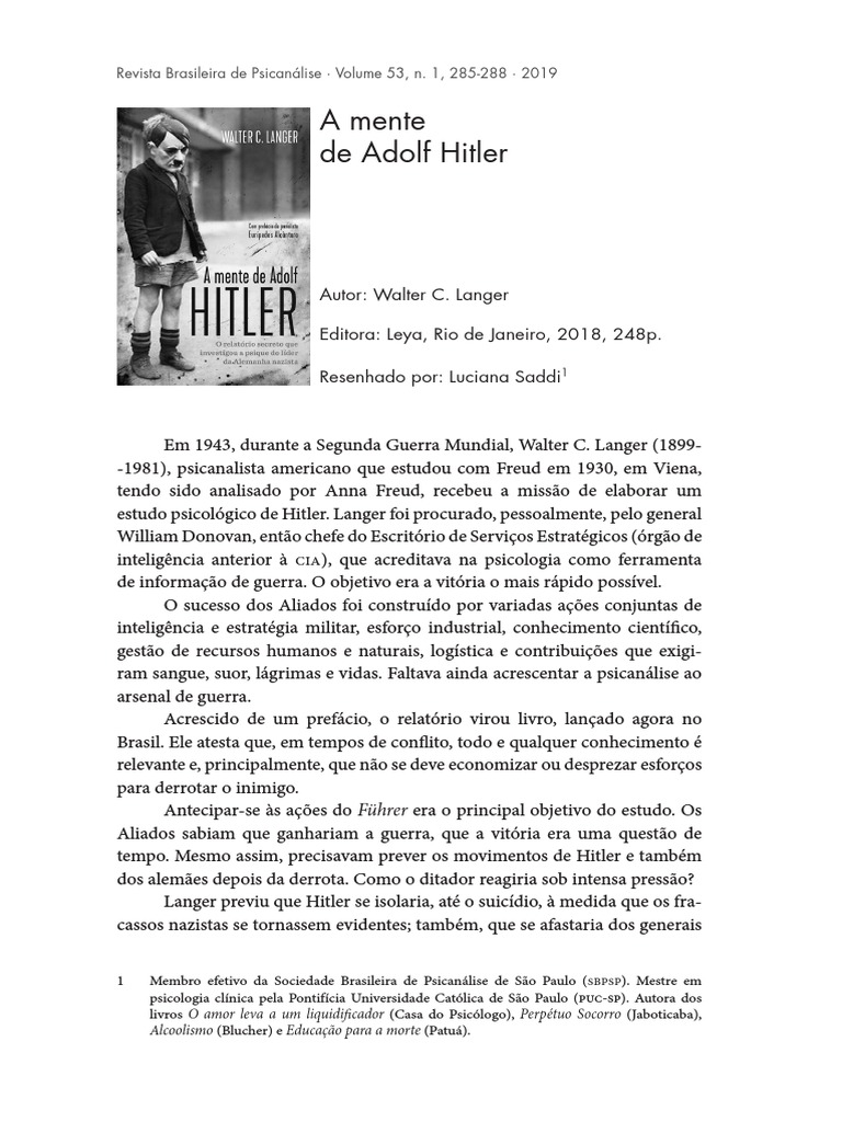 A Mente de Hitler | PDF | Psicanálise | Psicologia