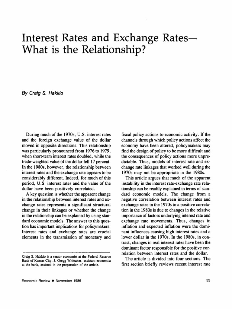 1986-Interest Rates and Exchange Rates - What Is The Relationship | PDF