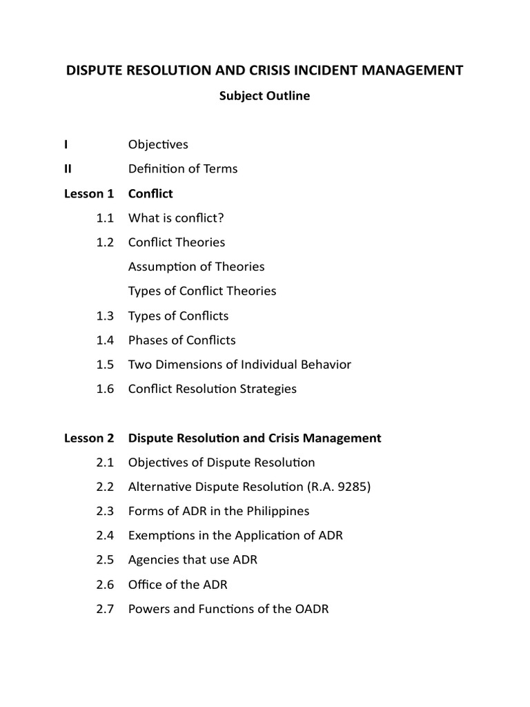 Dispute Resolution & Crisis Management Guide | PDF
