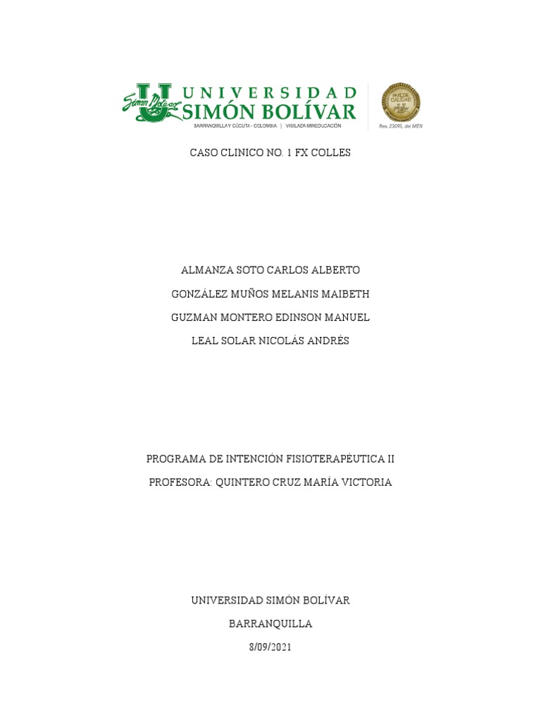 Caso Clinico No. 1 FX Colles | PDF