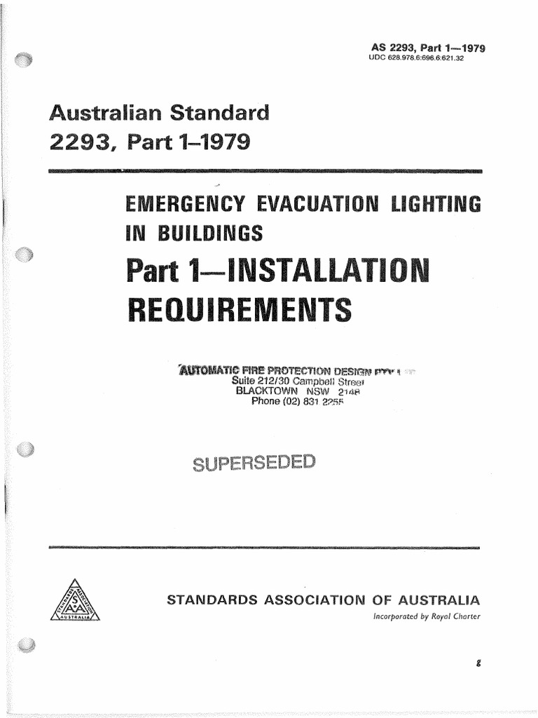 AS 2293.1-1979 Emergency Evacuation Lighting in Buildings Part 1 ...