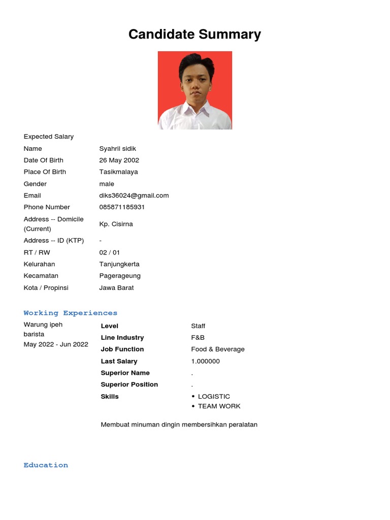 Resume Syahril Sidik | PDF
