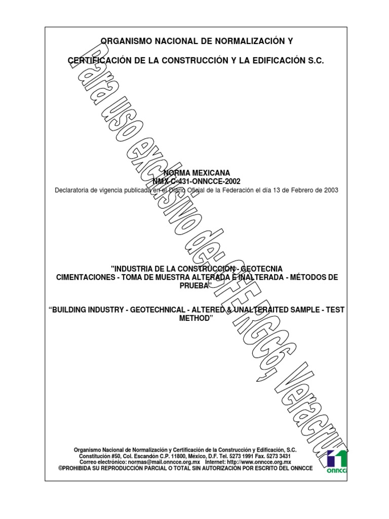 Nmx-C-431-Onncce-2002-Ratificada en 2018 | PDF Nmx-C-431-Onncce-2002-Ratificada en 2018 | PDF