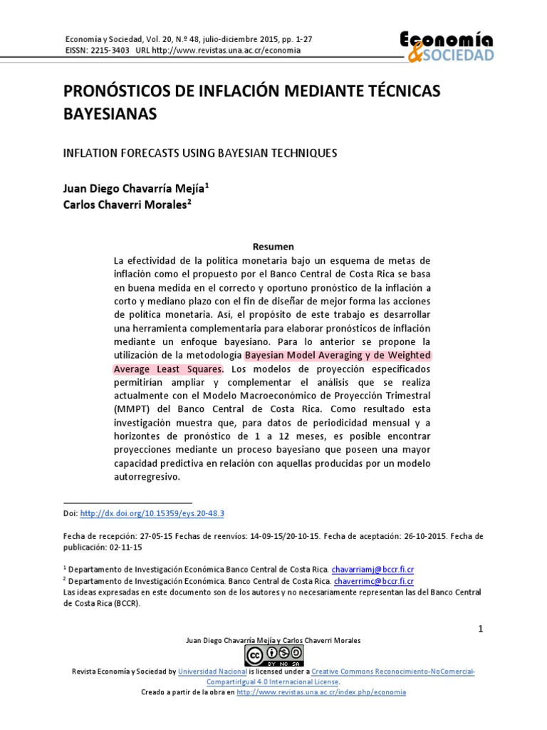 Inflation Forecasts Using Bayesian Techniques Pdf