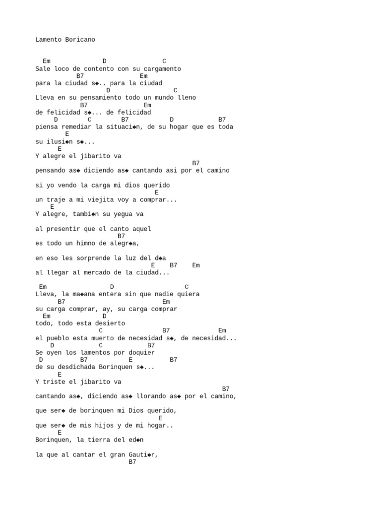 Lamento Borincano: Letra y Acordes | PDF | Poesía