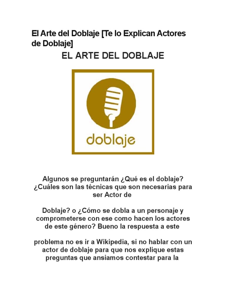 El Arte Del Doblaje | PDF