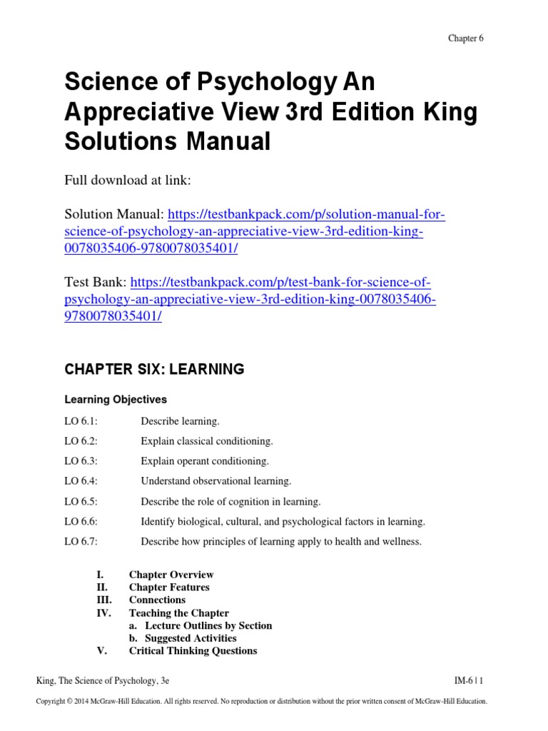 Science of Psychology An Appreciative View 3rd Edition King Solutions ...