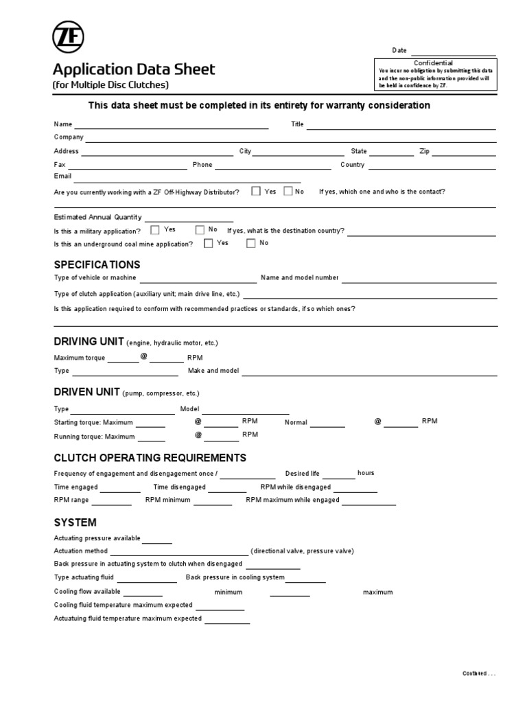 Application Data for Multiple Disc Clutches | PDF | Clutch | Valve