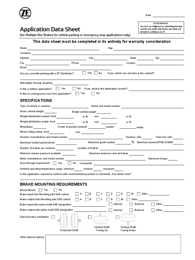 Vehicle Brake Application Data Sheet | PDF | Brake | Horsepower