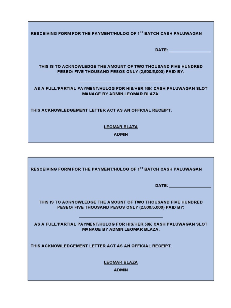 Paluwagan Receipt | PDF