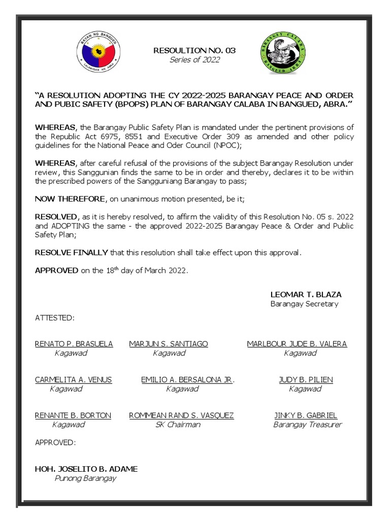 Bpops Plan Reso Template | PDF