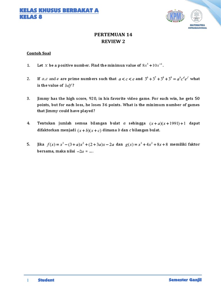 Materi 1-Berbakat A08-MTK-Pertemuan 14 - Review 2-1667375191 | PDF