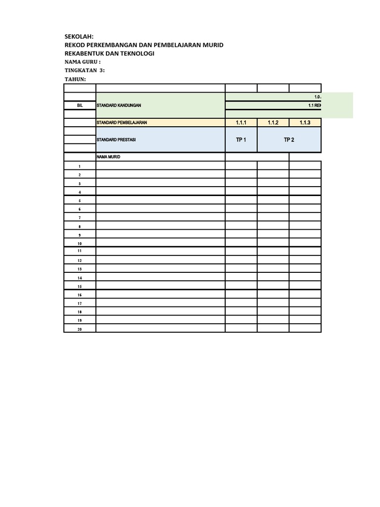 Borang Rekod PBD T3 Terkini | PDF