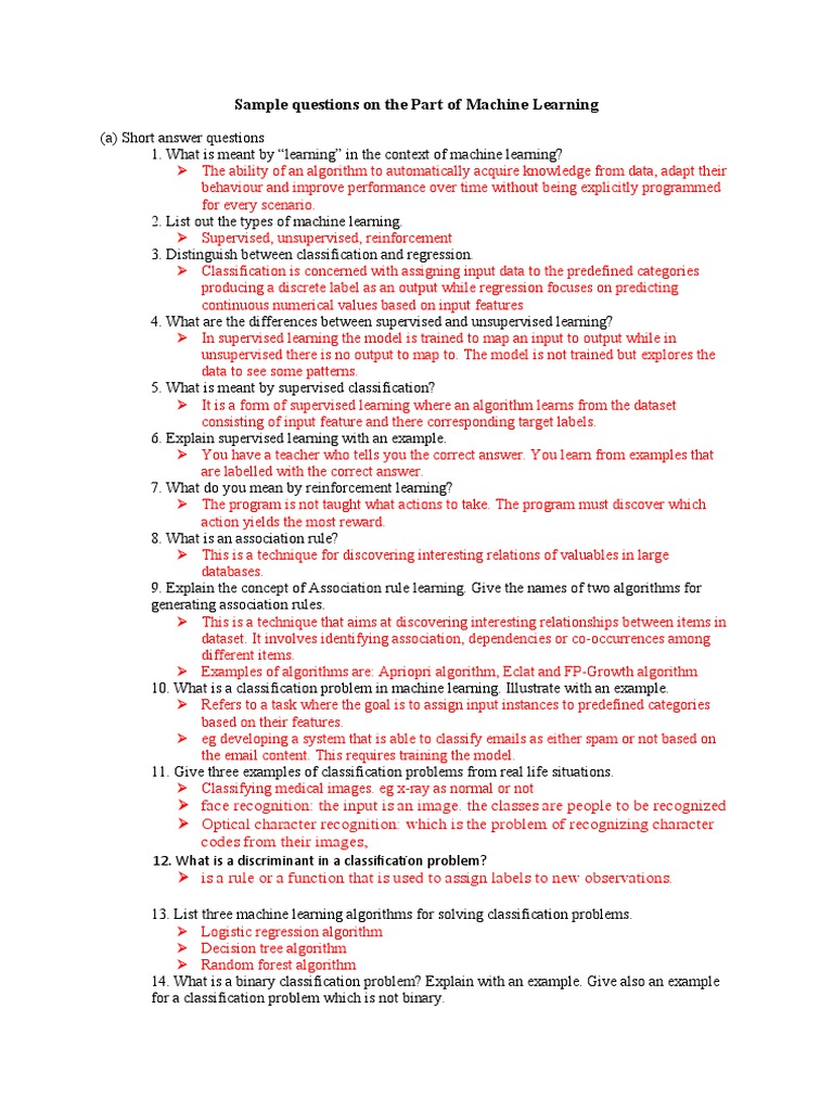 Robotics AI& ML Sample Questions | PDF