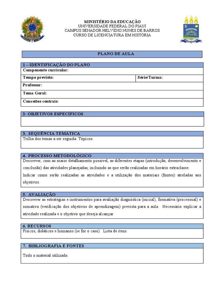 Modelo Plano de Aula | PDF