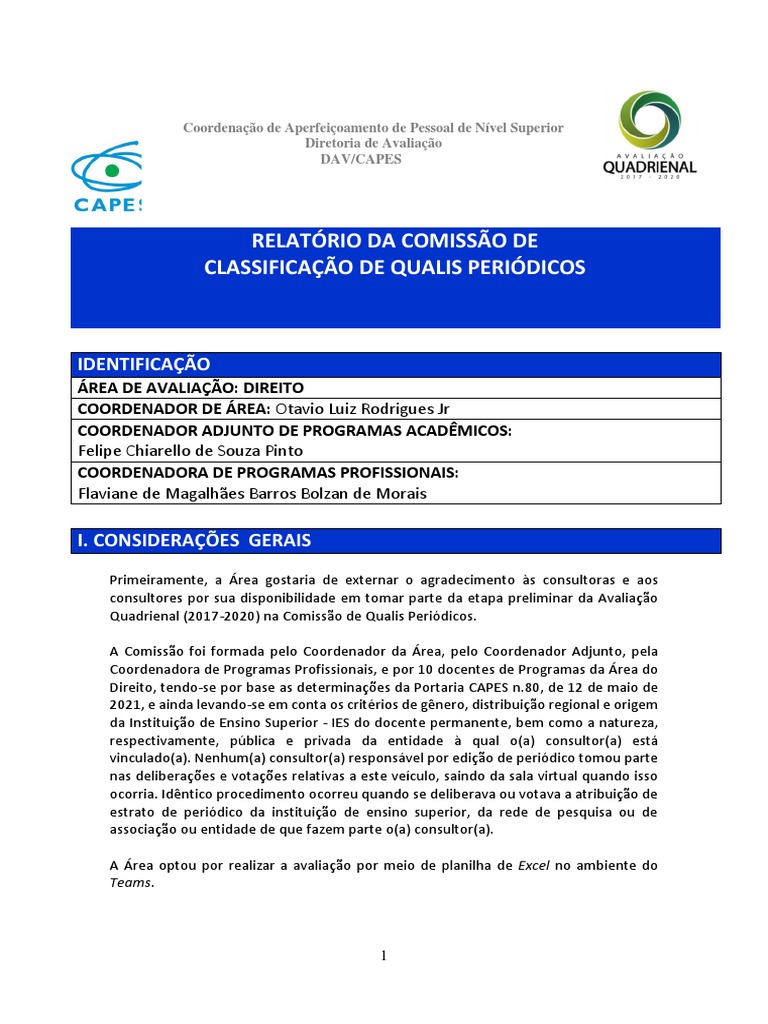 Relatorio Qualis Direito v2 | PDF