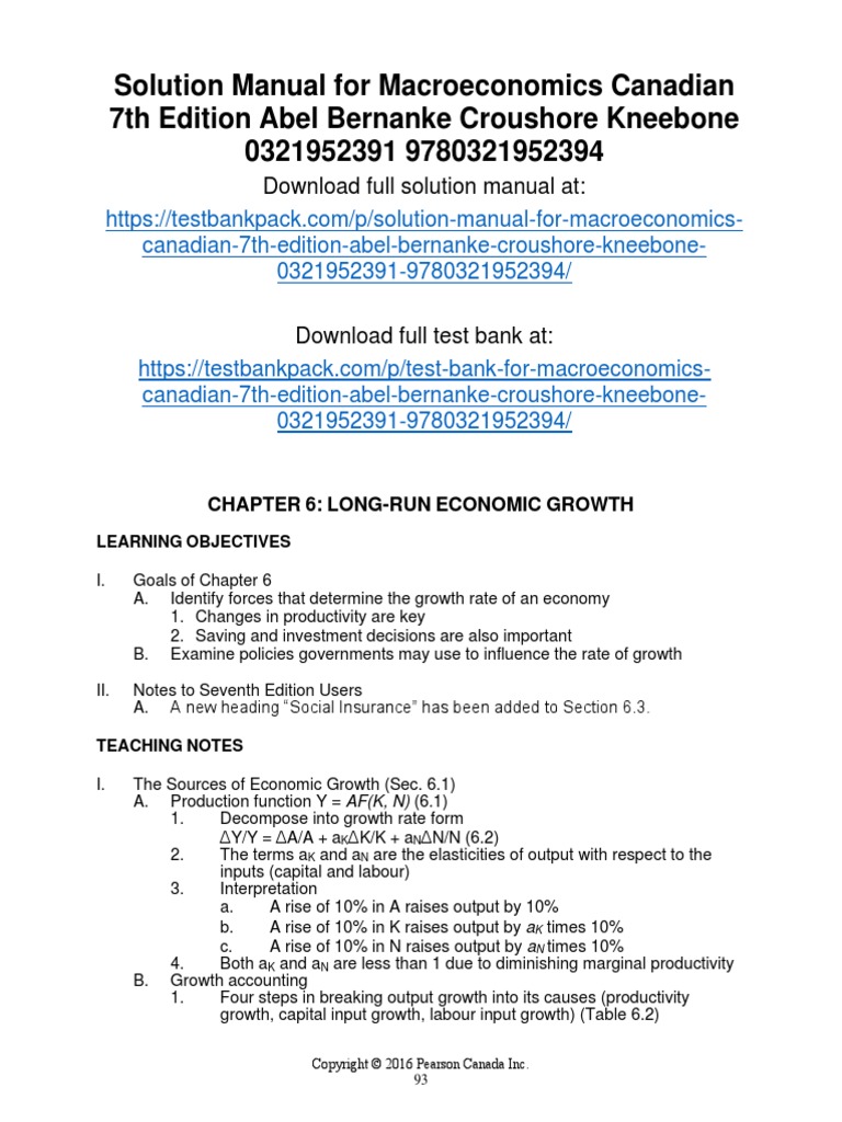 Macroeconomics Canadian 7th Edition Abel Solutions Manual Download | PDF